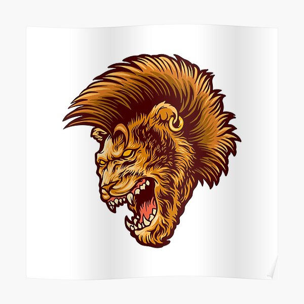 "Angry lion with mohawk hair | Mount Walker®" Poster for Sale by ...