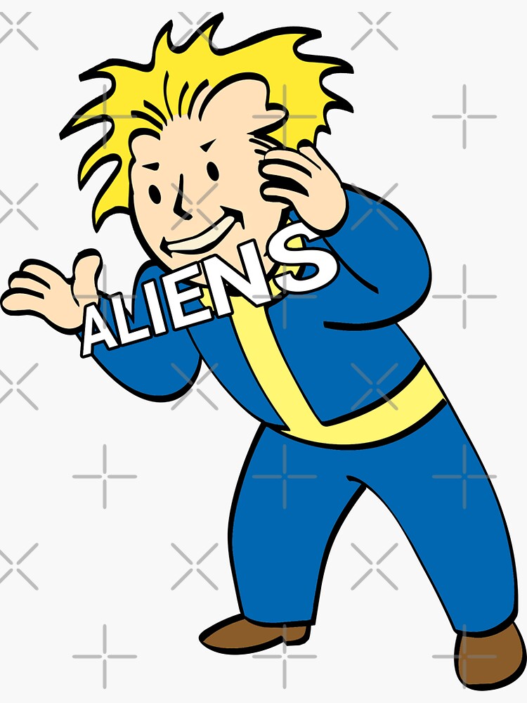 "Meme Aliens Vault Boy version" Sticker for Sale by Nemesis666first ...