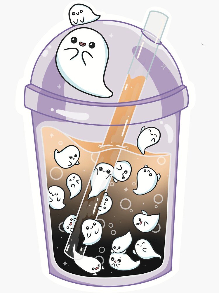 "Halloween Ghost Boba Tea" Sticker for Sale by CozyBeeCreates | Redbubble