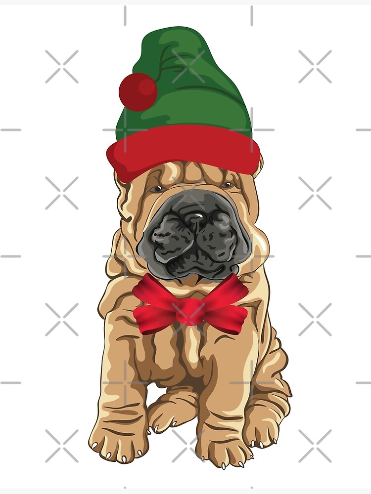 "Cute Chinese Shar-Pei Puppy Christmas illustration : Shar-pei with ...