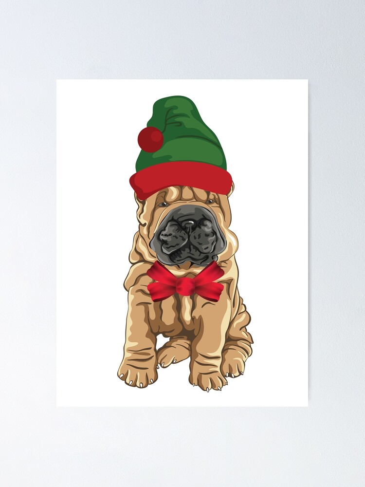 "Cute Chinese Shar-Pei Puppy Christmas illustration : Shar-pei with ...