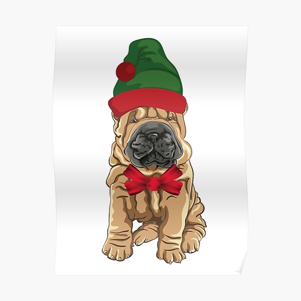 "Cute Chinese Shar-Pei Puppy Christmas illustration : Shar-pei with ...