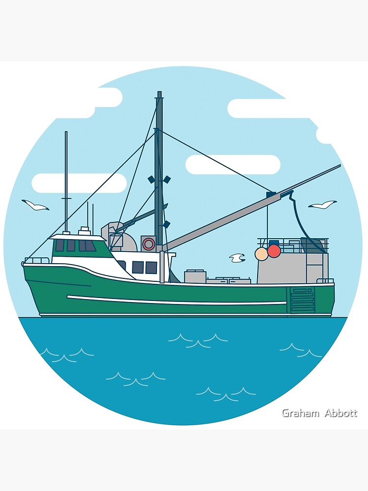 "Ol' Green Trawler Fishing Boat" Poster for Sale by abbottart | Redbubble