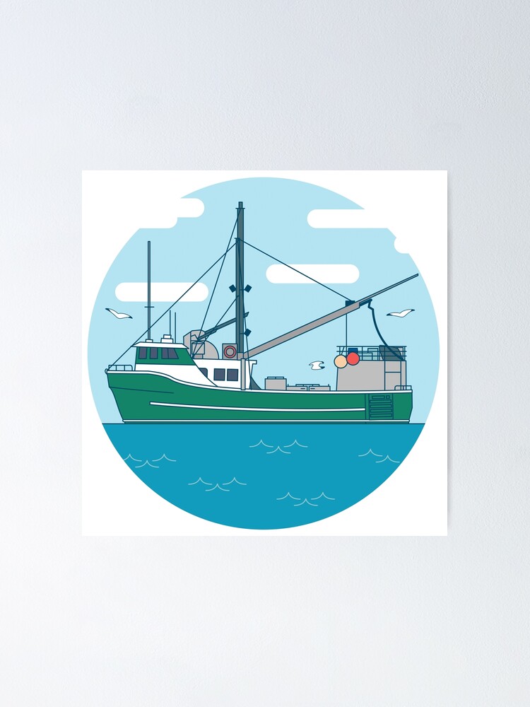 "Ol' Green Trawler Fishing Boat" Poster for Sale by abbottart | Redbubble