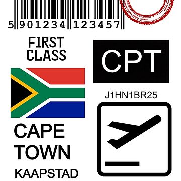 "Cape Town International Airport luggage tag / ticket" Sticker for Sale ...