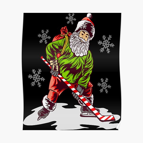 "Santa Claus playing hockey Christmas " Poster for Sale by Yassou-Shop ...