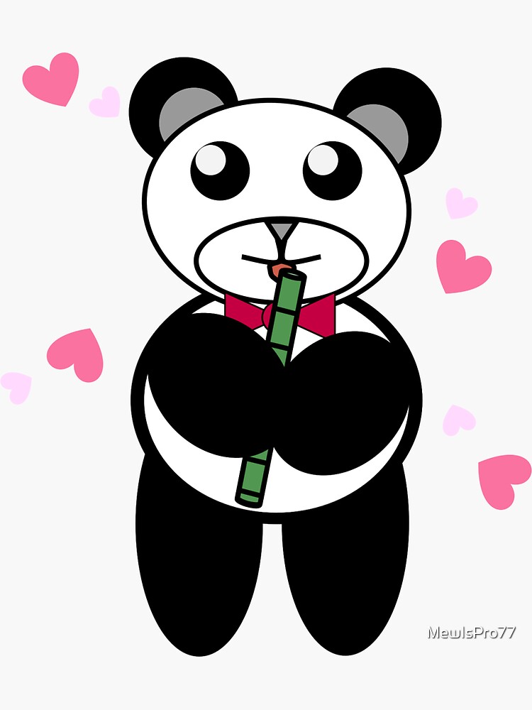 "Adorable Panda Eating Bamboo" Sticker by MewIsPro77 | Redbubble