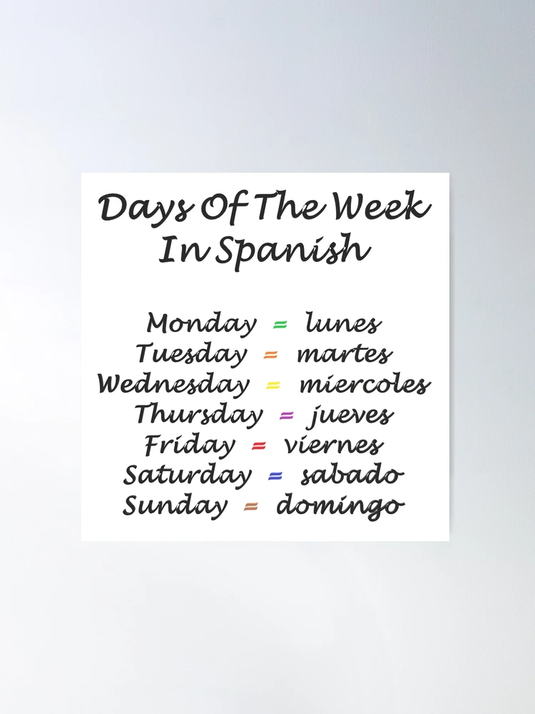 Days Of The Week In Spanish Printables