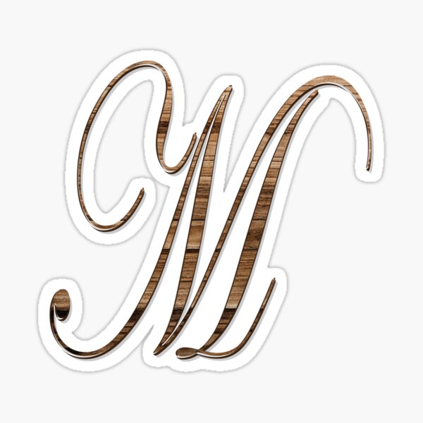 "Precision Wood Script Monogram Letter - M Small" Sticker for Sale by ...