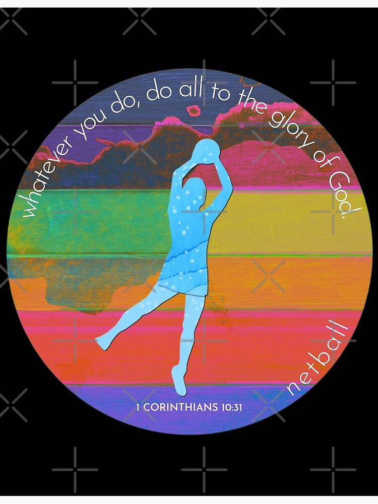 "Netball Bible Verse Silhouette Retro Vintage Watercolour Backdrop ...