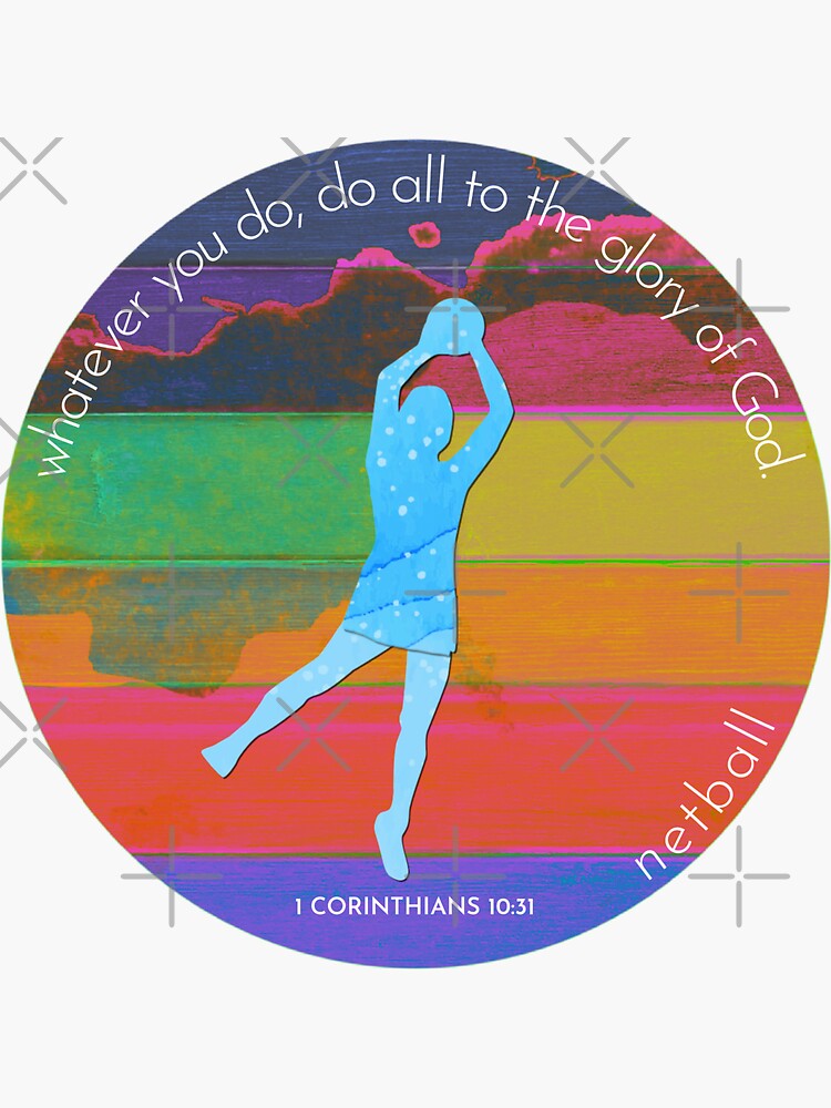 "Netball Bible Verse Silhouette Retro Vintage Watercolour Backdrop ...