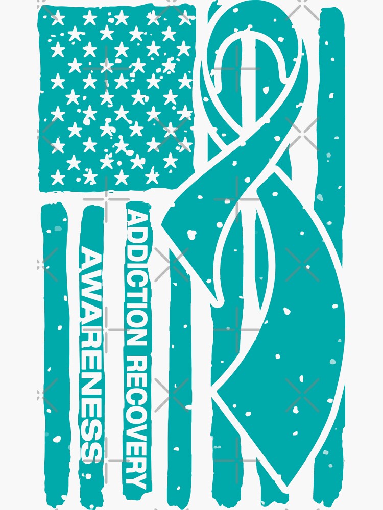 "Addiction Recovery Awareness Ribbon American Flag" Sticker for Sale by ...