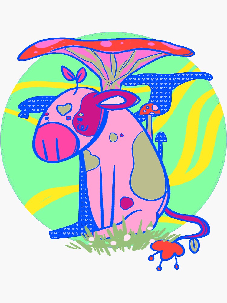 "Acid cow" Sticker by goose101esoog | Redbubble