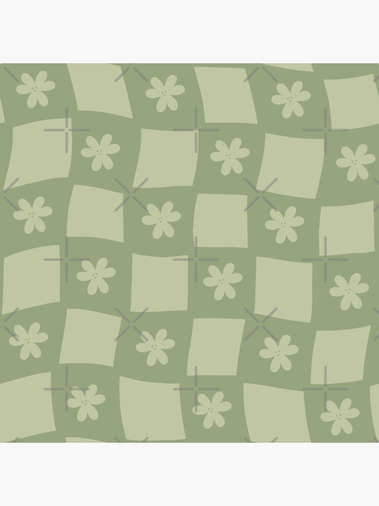 "Large Floral Checker Board - Pale Sage Green" Sticker for Sale by ...