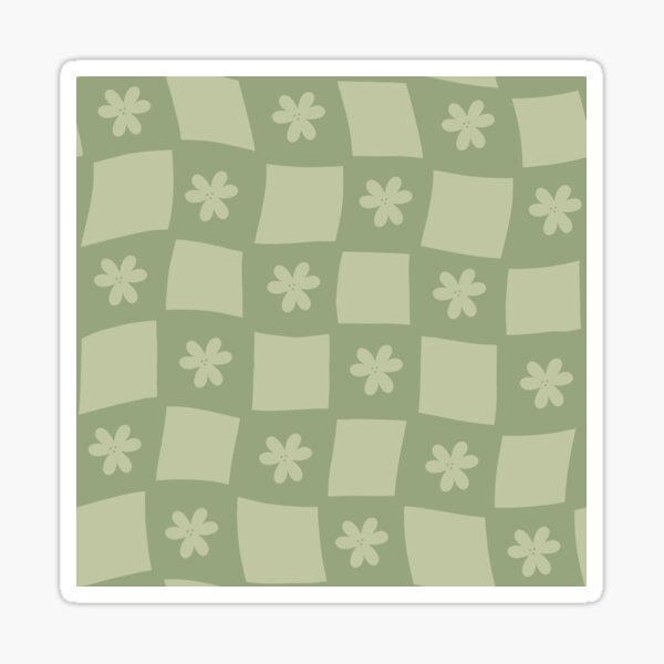 "Large Floral Checker Board - Pale Sage Green" Sticker for Sale by ...