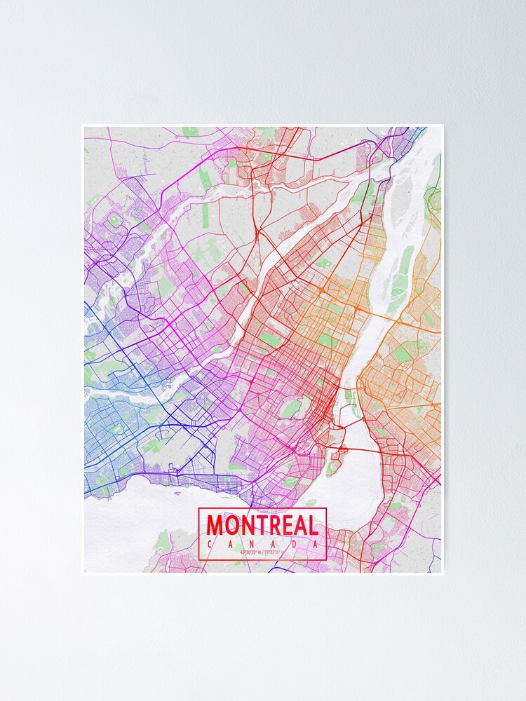 "Montreal City Map of Canada - Colorful" Poster for Sale by deMAP ...