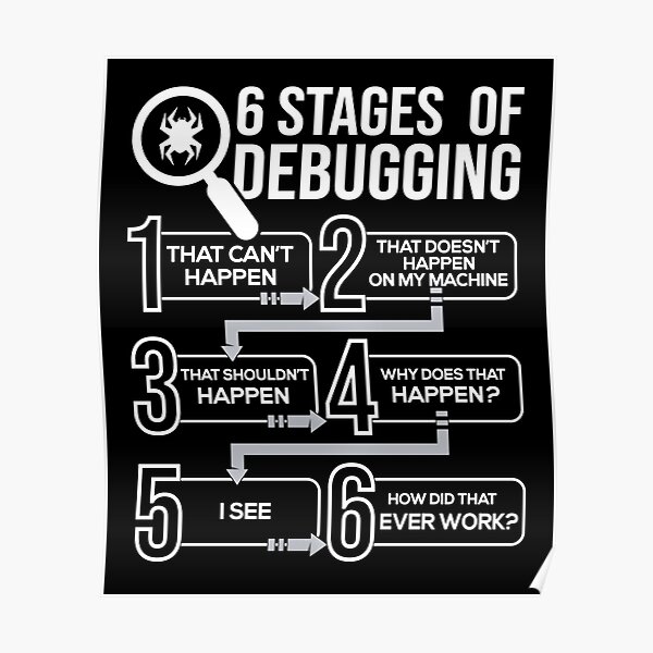 "Funny Tee 6 Stages Of Debugging - Computer Science Programmer Coding ...