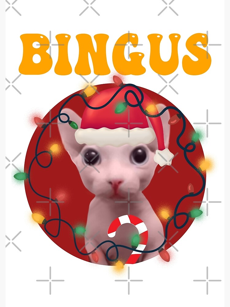 "Funny Bingus Christmas - Cat Christmas Lights - Bingus Meme" Art Print ...
