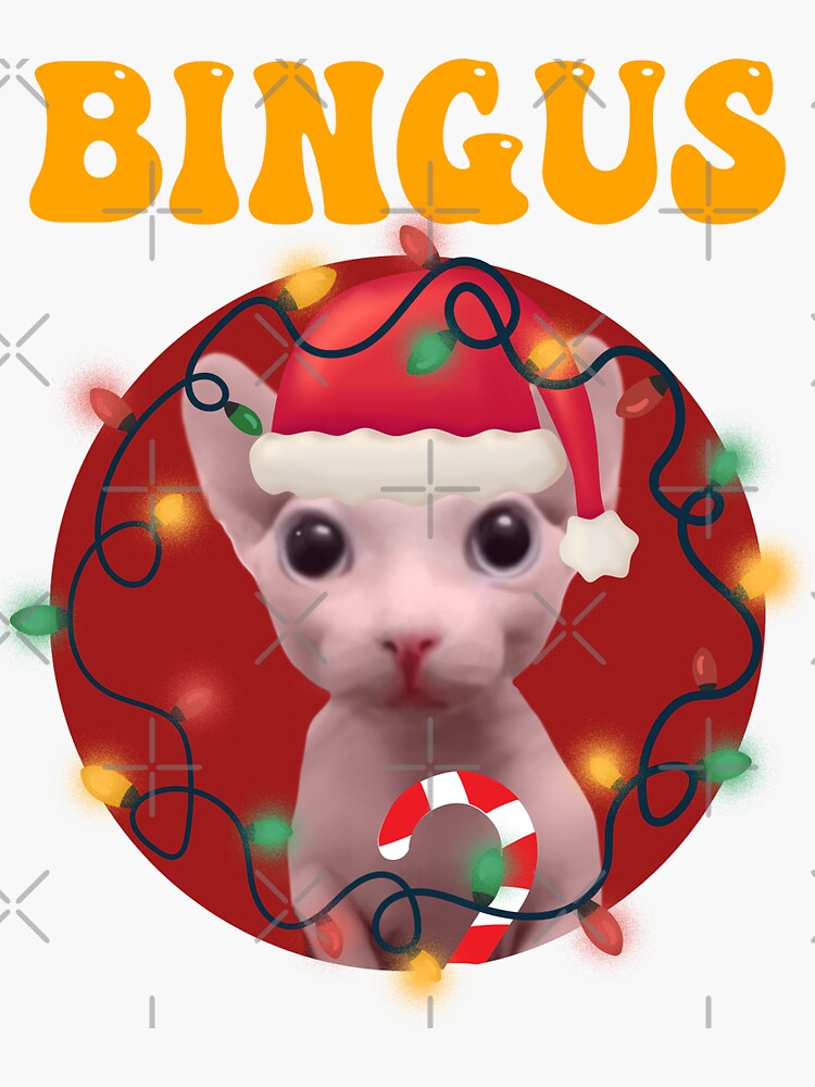 "Funny Bingus Christmas - Cat Christmas Lights - Bingus Meme" Sticker ...
