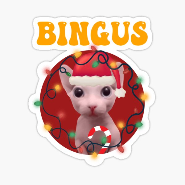 "Funny Bingus Christmas - Cat Christmas Lights - Bingus Meme" Sticker ...