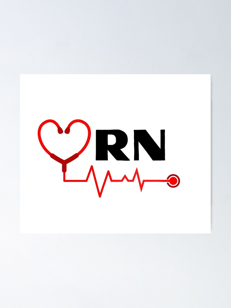 Póster «Enfermera registrada RN con latido del corazón con estetoscopio ...