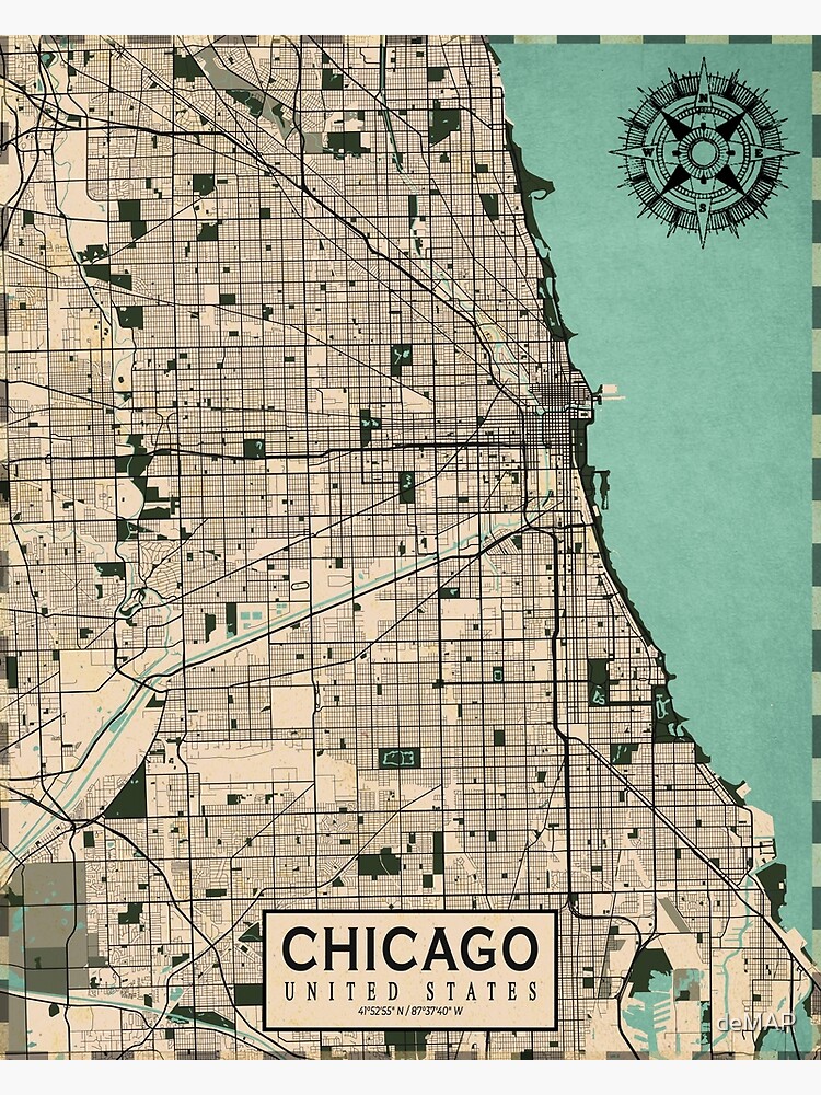 Lámina fotográfica «Mapa de la ciudad de Chicago de los Estados Unidos ...