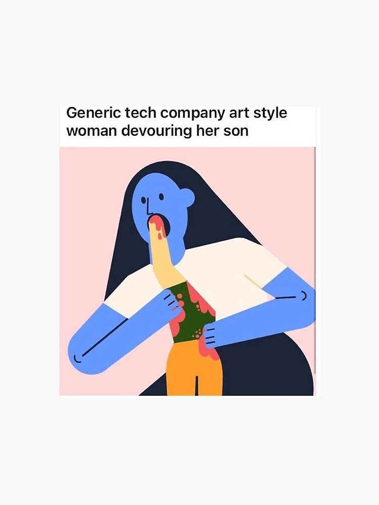 Pegatina «Generic Tech Company Art Style Mujer devorando a su hijo Meme ...