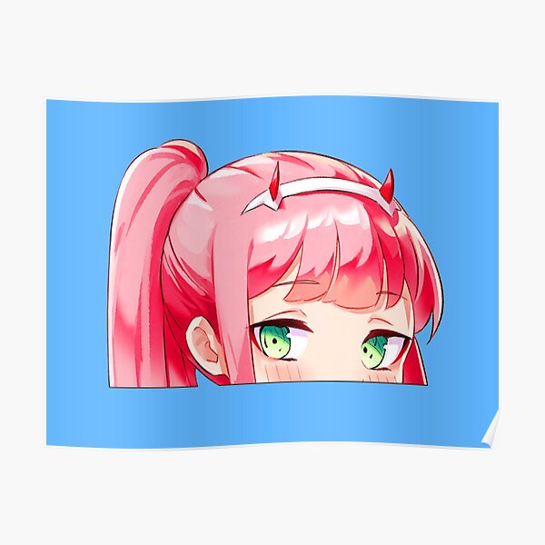 "Zero Two Pink Peeker" Poster by WonkyCute | Redbubble