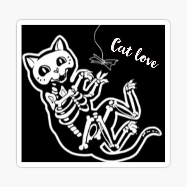 "Skull cat" Sticker by ThebaArt | Redbubble