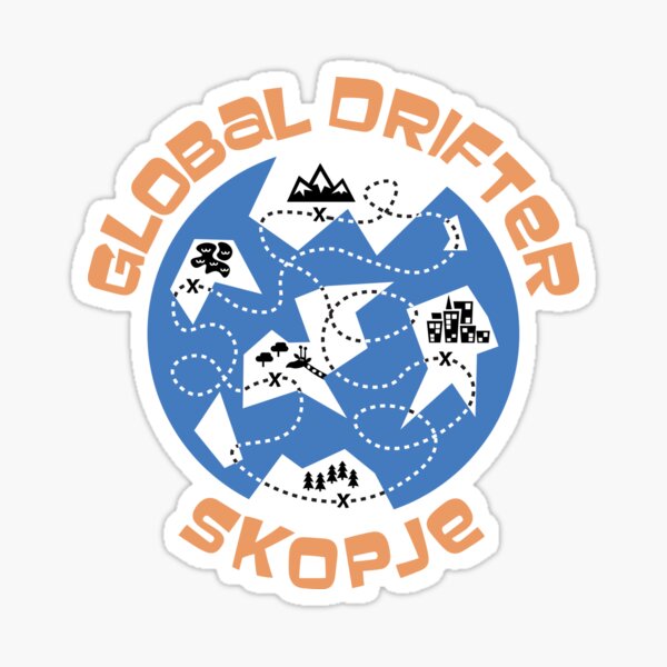 "Skopje Global Drifter" Sticker for Sale by designkitsch | Redbubble