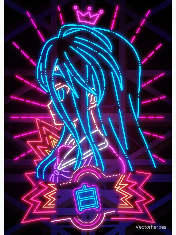 Pegatina «Arte de neón de chica gamer de anime» de Vectorheroes | Redbubble
