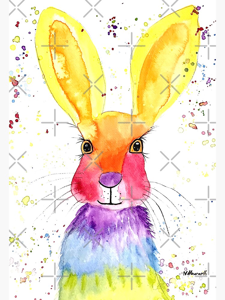 "Colourful hare watercolor " Sticker by cameronka1 | Redbubble