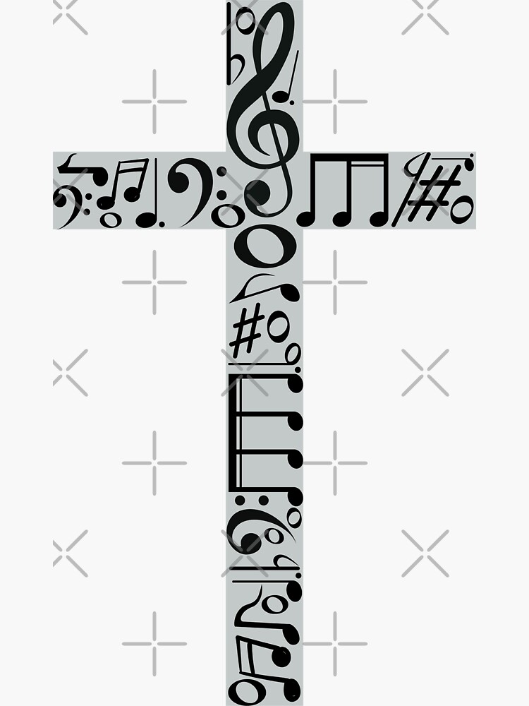 "Cross with music notes" Sticker for Sale by SPF14 | Redbubble