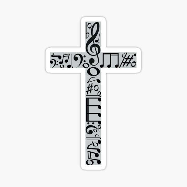 "Cross with music notes" Sticker for Sale by SPF14 | Redbubble