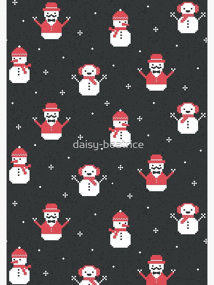 "Pixel snowman gang - Charcoal" Poster for Sale by daisy-beatrice ...