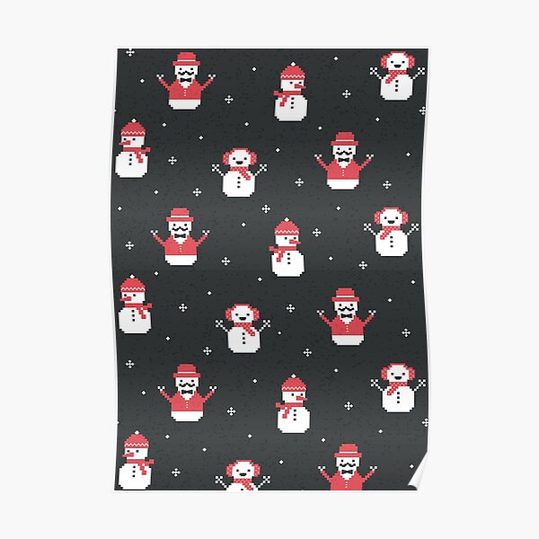 "Pixel snowman gang - Charcoal" Poster for Sale by daisy-beatrice ...