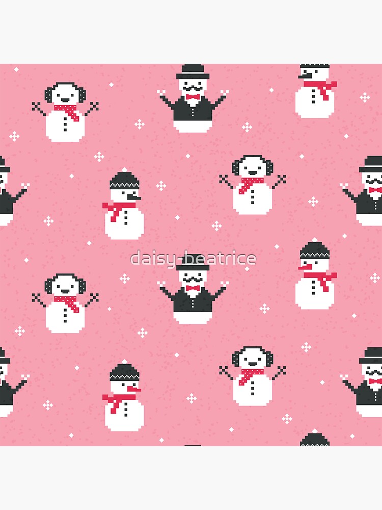 "Pixel snowman gang - Vintage pink" Sticker by daisy-beatrice | Redbubble