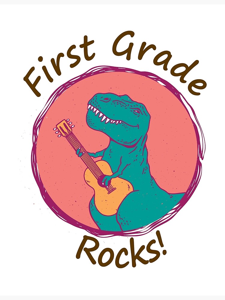 "First Grade Rocks Dinosaur " Poster for Sale by GiftandShirt | Redbubble