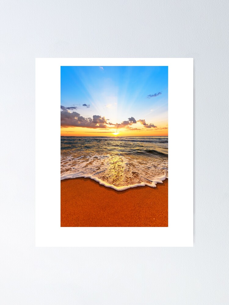 "sunrise light shining on ocean waves" Poster for Sale by ikimimistore ...