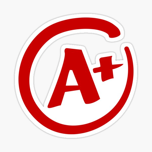 "A+ Grade Exam" Sticker for Sale by THPStock | Redbubble