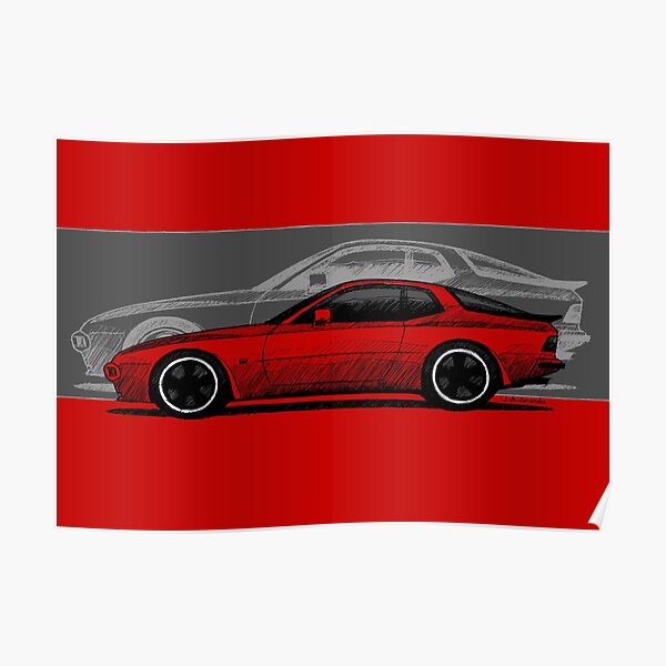 "My drawing of the classic coupe sports car with fuchs rims" Poster by ...