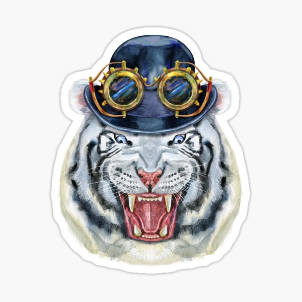 "Watercolor white tiger head" Sticker for Sale by NataliaOmsk | Redbubble