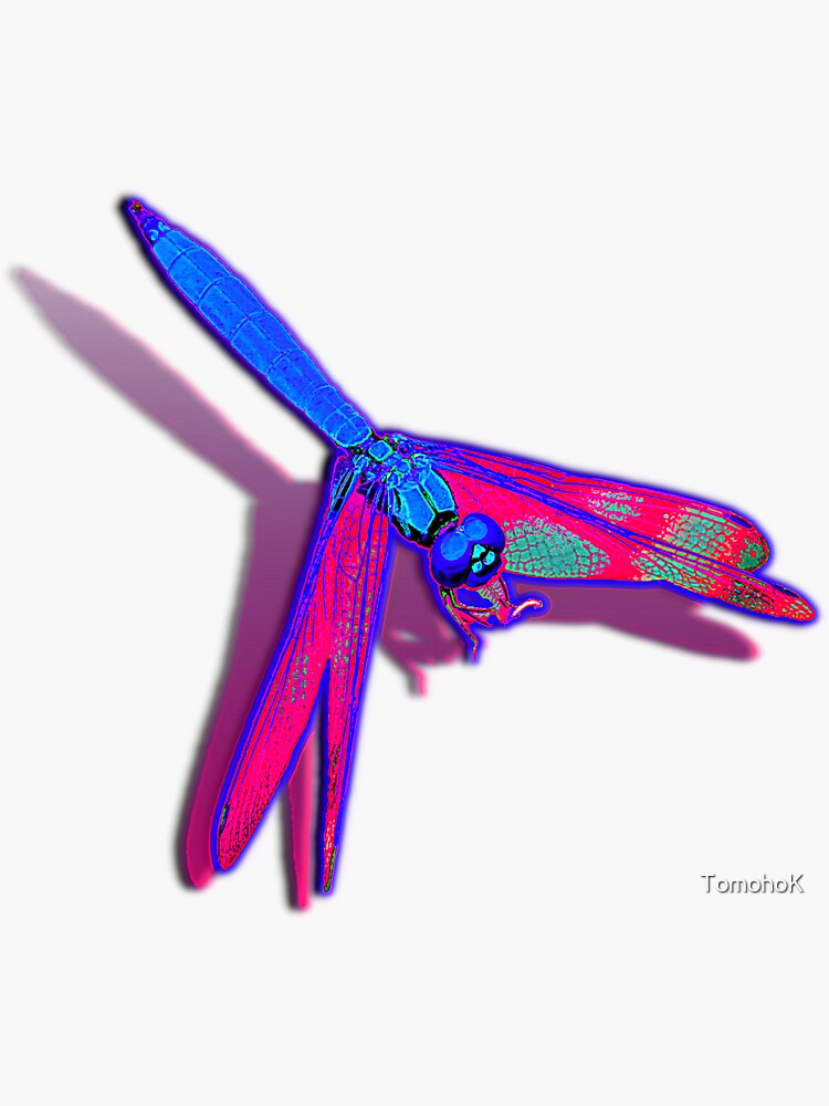 " Electric Neon Dragonfly by TomohoK" Sticker for Sale by TomohoK ...