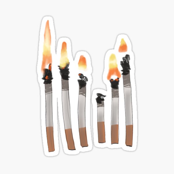 "burning cigarettes " Sticker for Sale by gruzinkerbelle | Redbubble