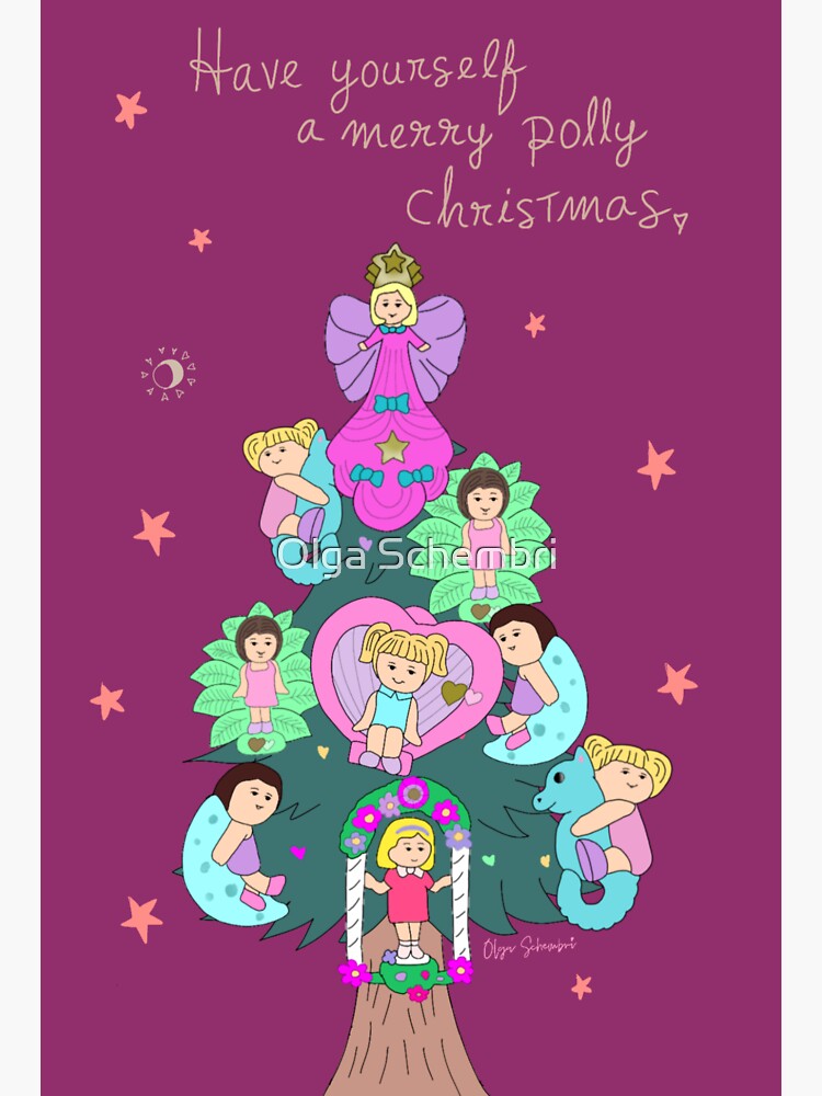 "Polly pocket Christmas merry tree moon stars" Sticker for Sale by Olga ...