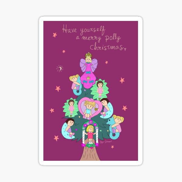 "Polly pocket Christmas merry tree moon stars" Sticker for Sale by Olga ...