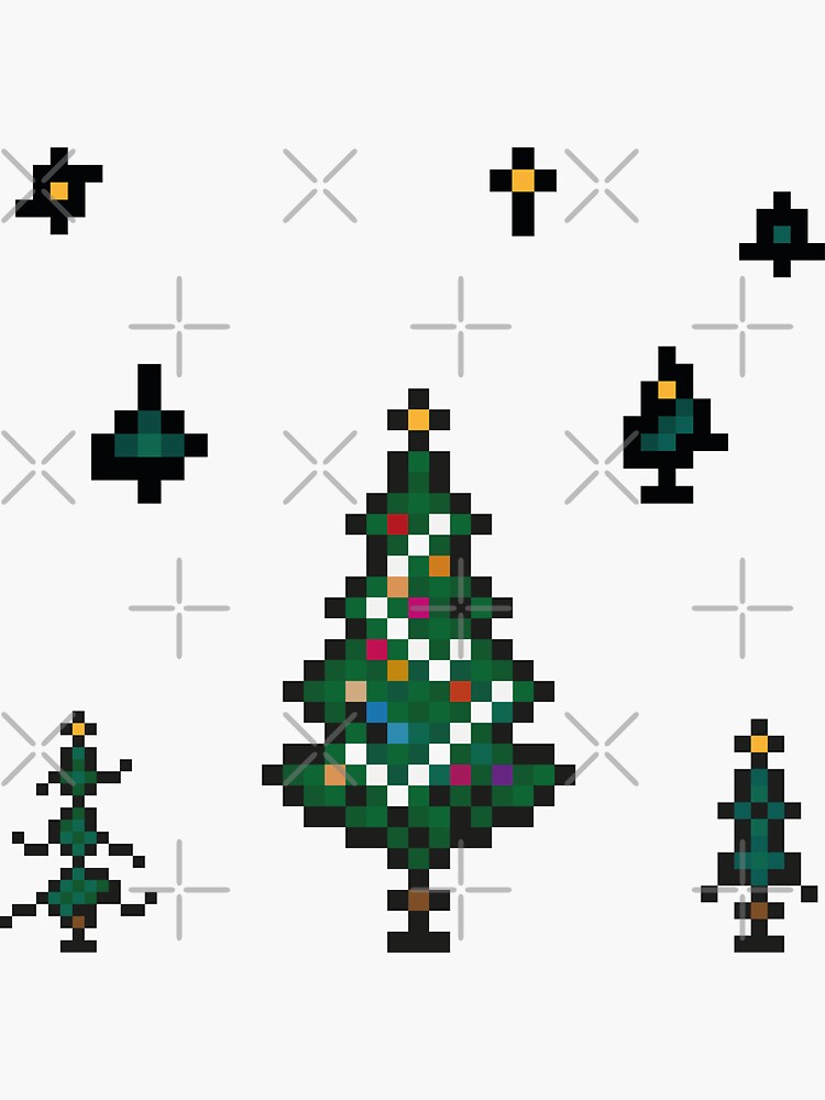 "8-bit Christmas Tree (abstract stickers pack) Pixel Art" Sticker for ...