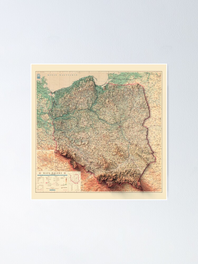 "1947 Poland Relief Map 3D digitally-rendered" Poster for Sale by ...