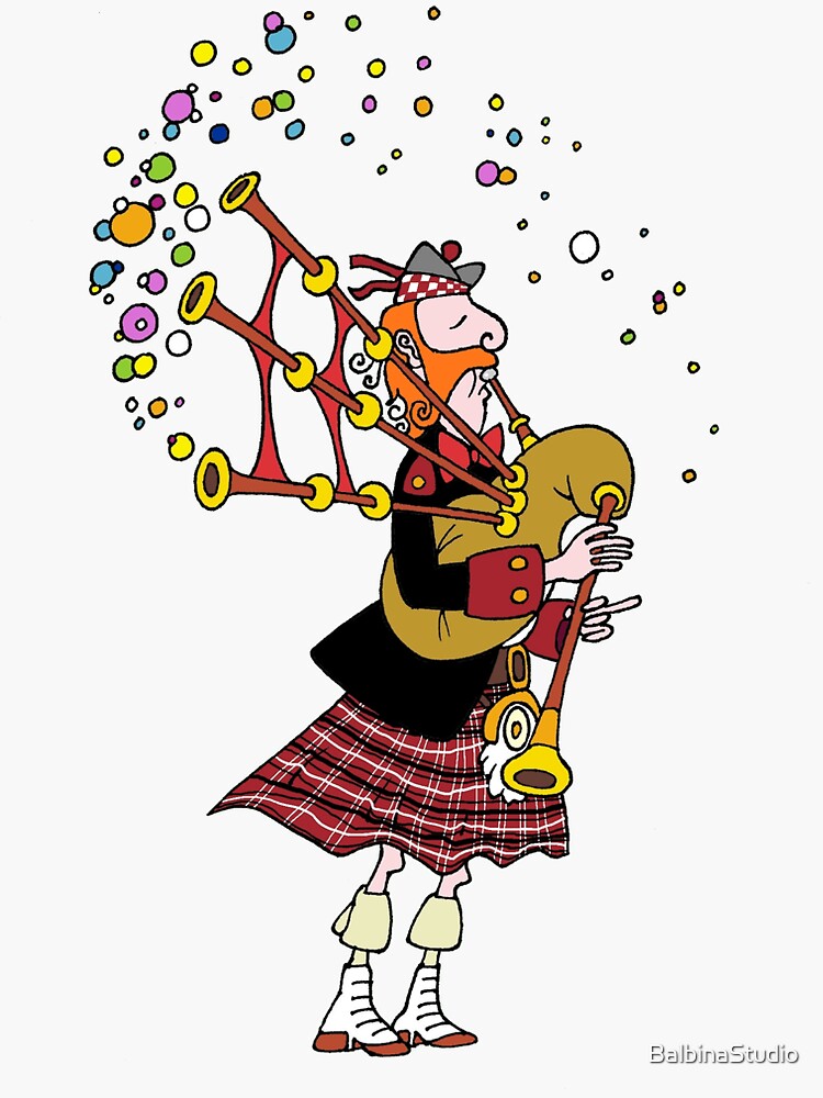 "Bagpiper" Sticker by BalbinaStudio | Redbubble