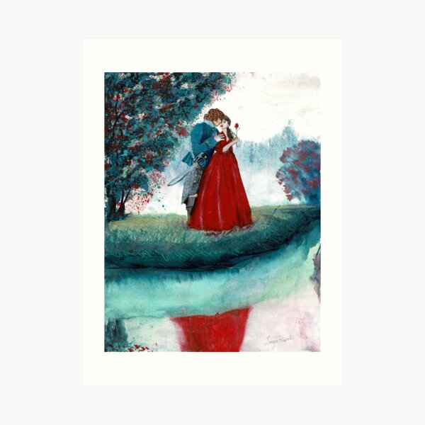 "Watercolor painting by Laura Rispoli Romantic Hero and Lady Red Rose ...